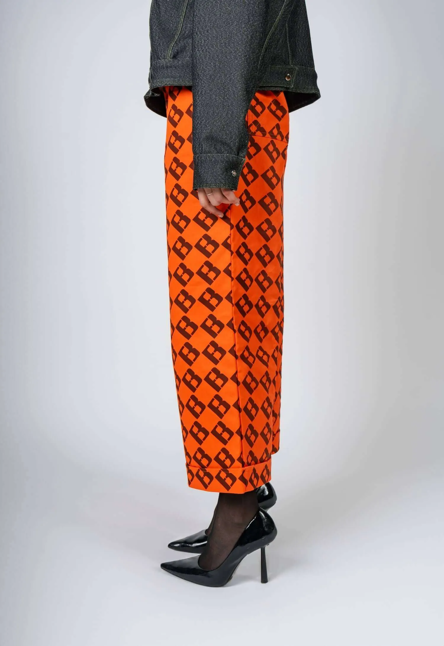 Orange Denim Trousers | FABELLO Official Website